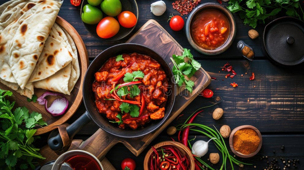 Plentiful Spread on Wooden Table Stock Image - Image of dinner, dish ...