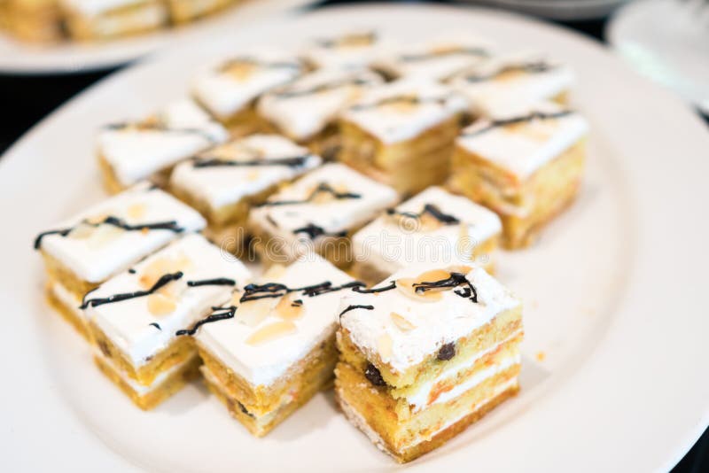 Plenty of Cakes on White Dish Stock Photo - Image of sweet, tasty ...