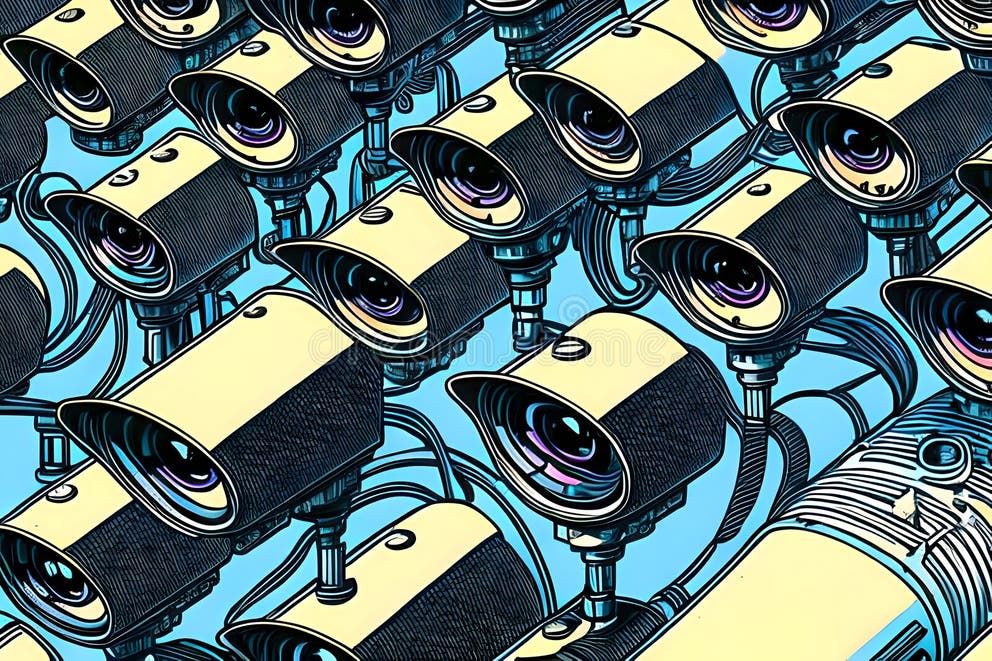 Plenty of CCTV cameras stock illustration. Illustration of lots - 271551206