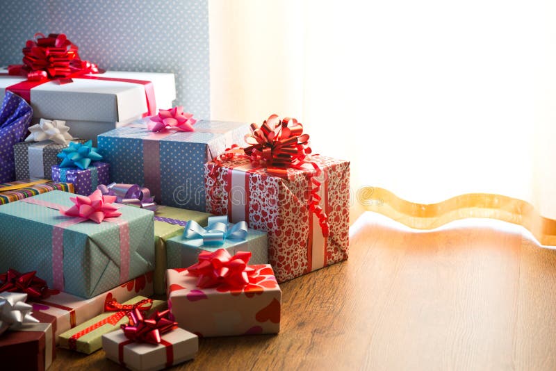 Colorful Wrapped Gift Boxes Stock Photo - Image of plenty, bright: 47512396
