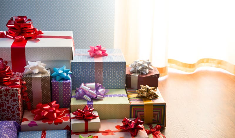 Colorful Wrapped Gift Boxes Stock Photo - Image of plenty, bright: 47512396