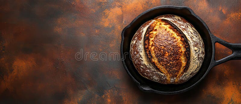 With Plenty of Copy Space, a Top Down View of Sourdough Bread in a Cast ...