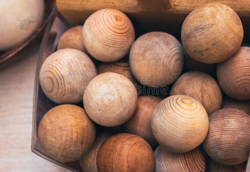 Plenty of Light Brown Color Wooden Balls Stock Photo - Image of hard ...