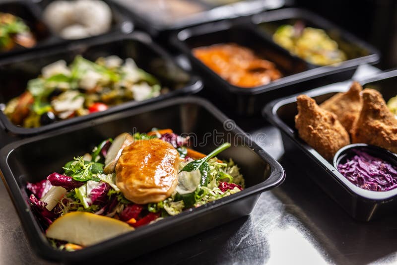 Plenty of Open Plastic Containers Containing Delicious Takeaway Food ...