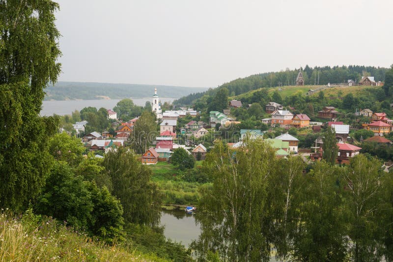Ples Town on the Volga River. Stock Image - Image of architecture ...