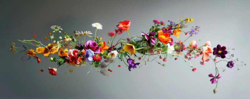 A Plethora of Flowers Gracefully Float in Mid-air, Creating a ...