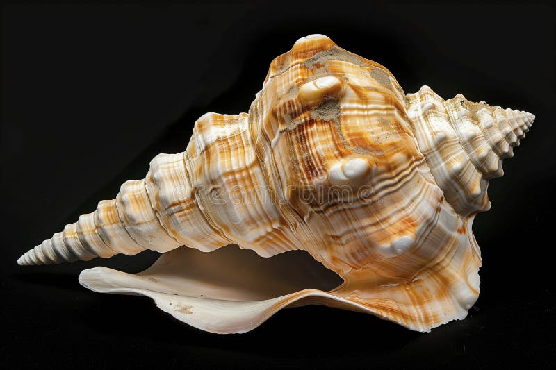 Pleuroploca Trapezium, Trapezium Horse Conch Shell Isolated on Black ...