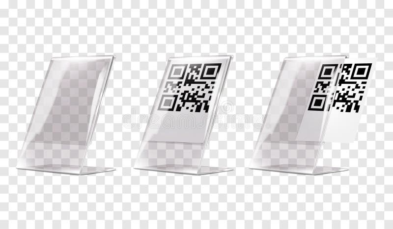 Plexi Stand Vector Mock-up. Transparent L-shaped QR Code Holder Mockup ...