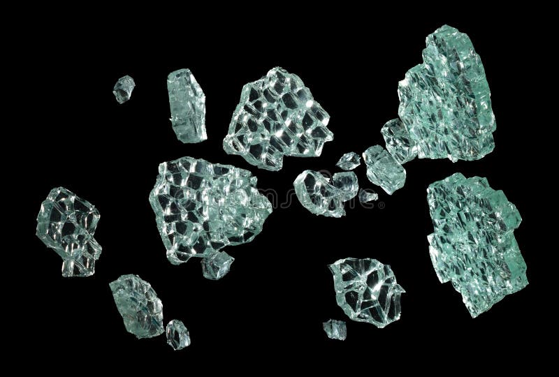 Plexiglass Broken in Many Pieces. Green Plexiglass Broken Glass Hit ...