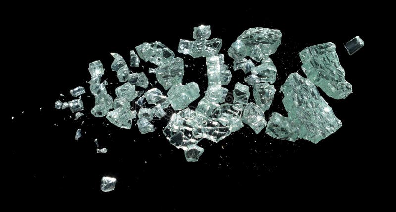 Plexiglass Broken in Many Pieces. Green Plexiglass Broken Glass Hit ...