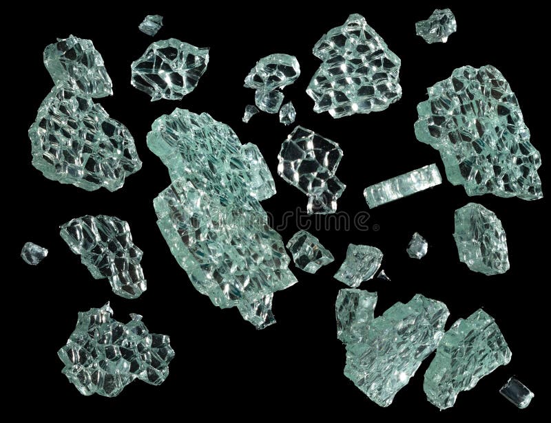 Plexiglass Broken in Many Pieces. Green Plexiglass Broken Glass Hit ...