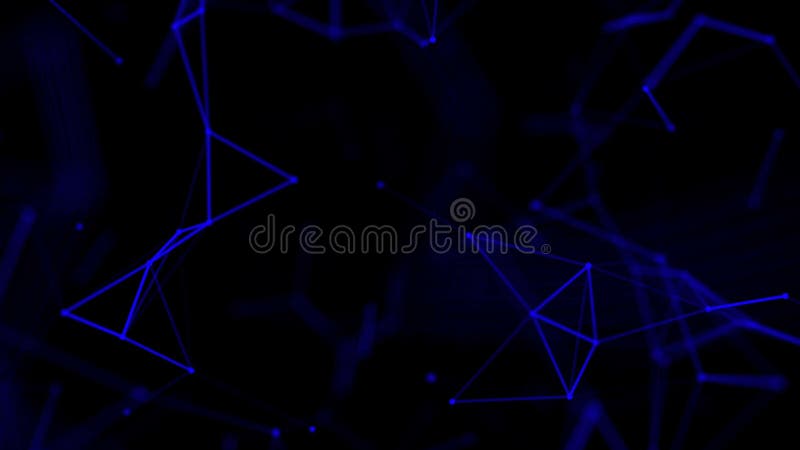 Plexus of Abstract Blue Lines, Triangles and Dots on Black Background ...