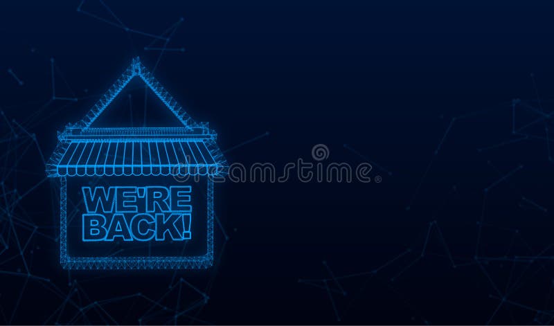 Plexus Banner with we are Back Door Sign. Back Door Sign in Flat Style ...