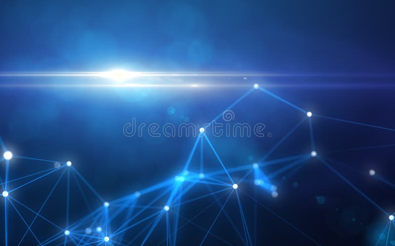 Plexus Blue Lines Light Beams with Flare Light. Abstract Technology ...