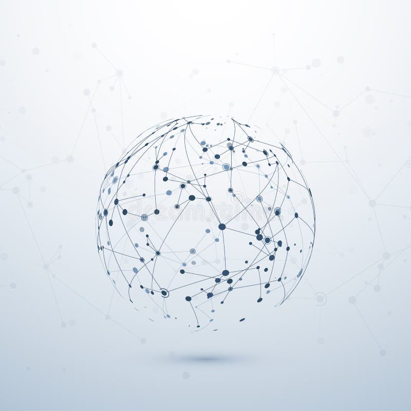 Complex Network Nodes Structure Plexus Data Connection Dots And Lines Background Stock Vector