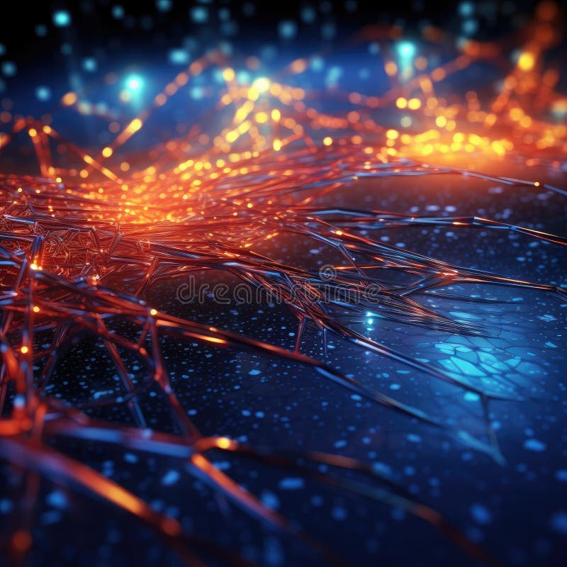 Plexus Effect. the Luminous Dots are Connected by Lines Stock ...