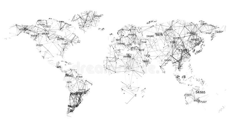 World Map with Node and Line Connection, Worldwide Business, Global ...