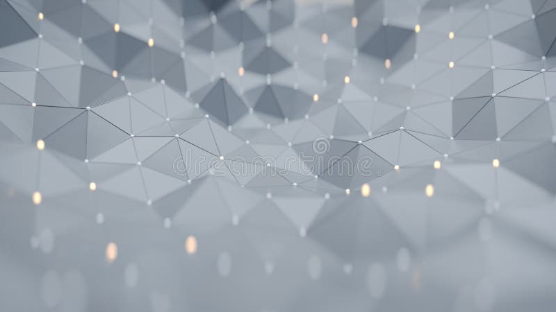 Plexus Grey Surface with Lines and Glowing Nodes 3D Rendering Stock ...
