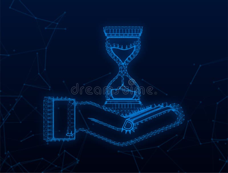 Plexus Hourglass In Hands Hourglass Timer Sand As Countdown Vector Stock Illustration Stock