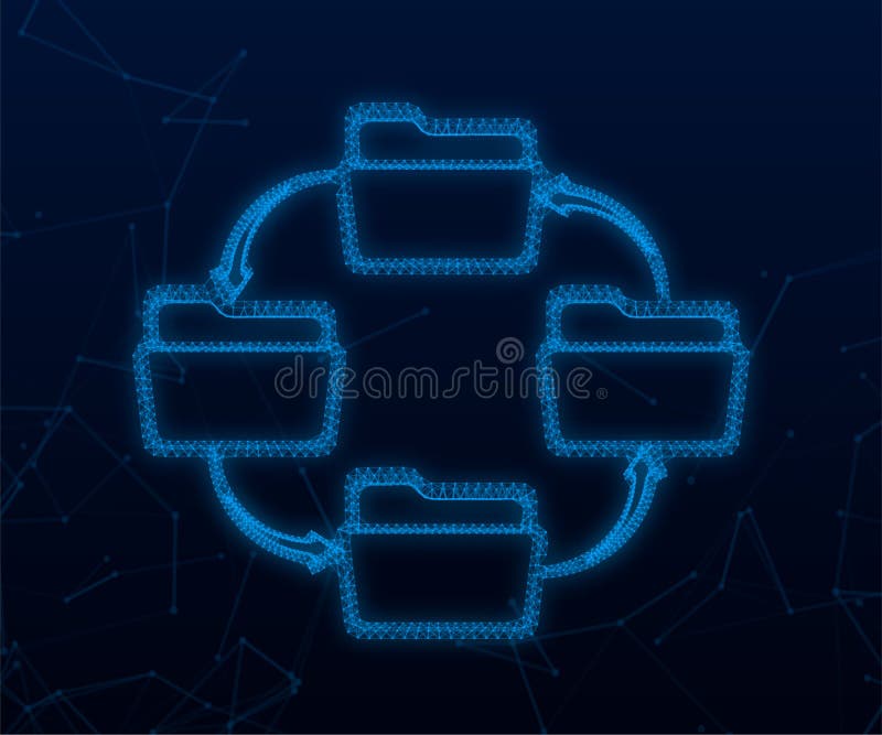 Plexus Icon with File Exchange. Flat Digital Vector Illustration. Cloud ...