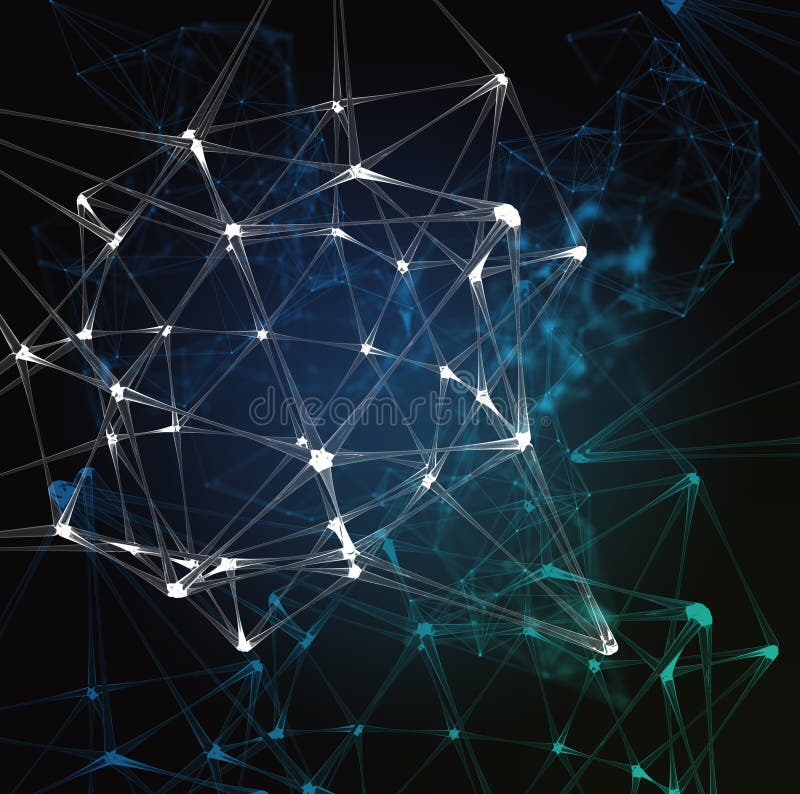 Plexus Lines, Dots and Light Beams with Light Points. Abstract ...