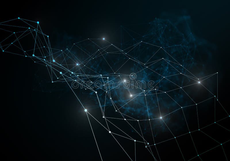 Plexus Lines, Dots and Light Beams with Light Points. Abstract ...