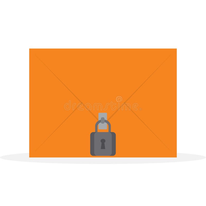 Orange Envelope with Padlock, Security Concept Stock Vector ...