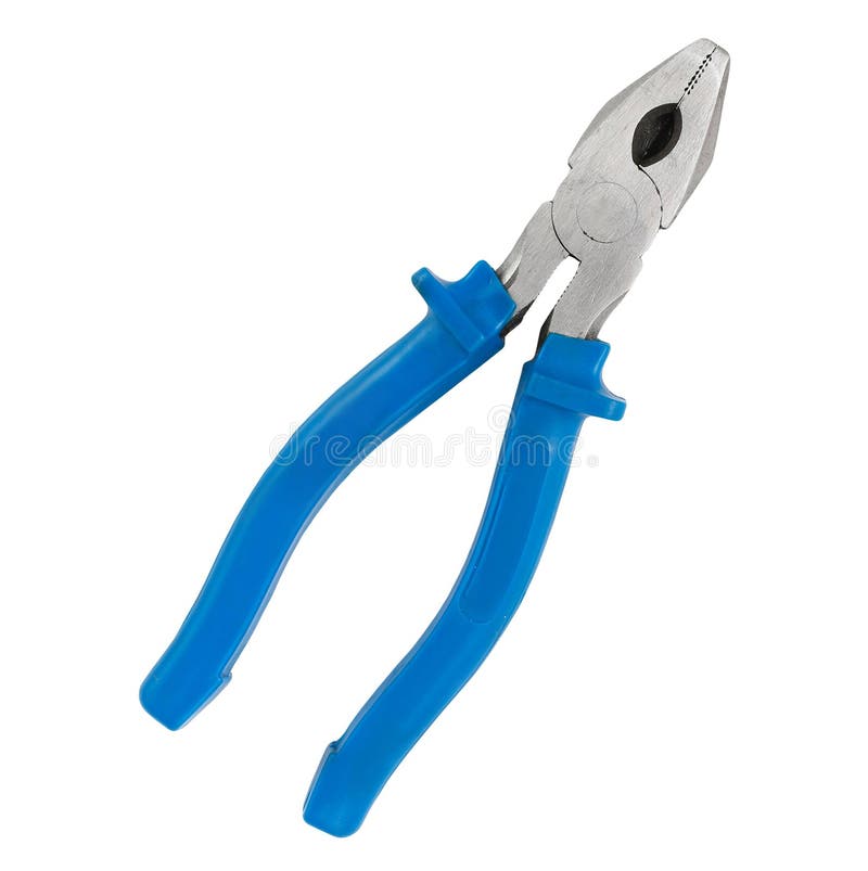 Pliers with Blue Plastic Handle Stock Image - Image of tongs, white ...