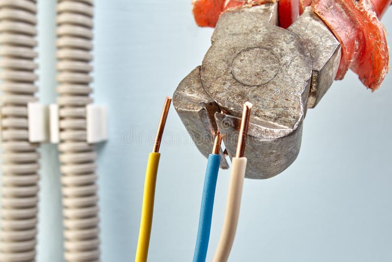 Pliers Cut Wires for Junction Box Stock Image - Image of pliers ...