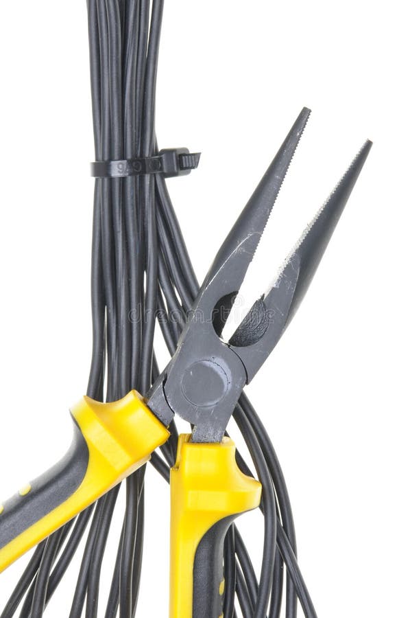 Pliers with Electrical Cables Stock Image - Image of hardware ...