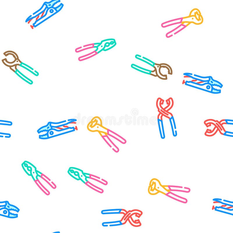 Pliers Equipment Tool Repair Vector Seamless Pattern Stock Illustration ...