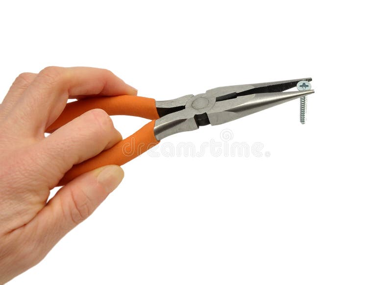 Pliers in hand stock image. Image of body, schraube, hand - 14753303