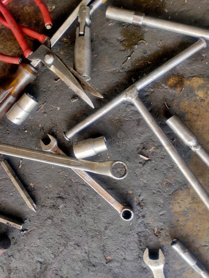 Pliers and Mechanical Tools on the Ground Stock Image - Image of ground ...