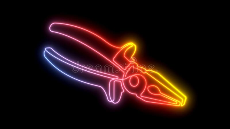 Pliers.Neon Work Tool.Continuous Line Drawing.3D Illustration Stock ...