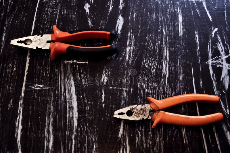 Pliers for Repair Work Lying on the Table. Repair Tools in the H Stock ...