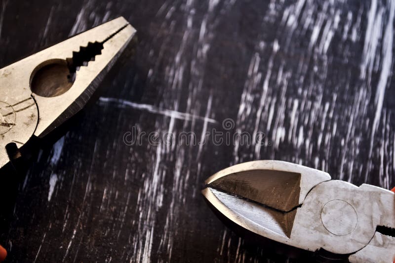 Pliers for Repair Work Lying on the Table. Repair Tools in the H Stock ...