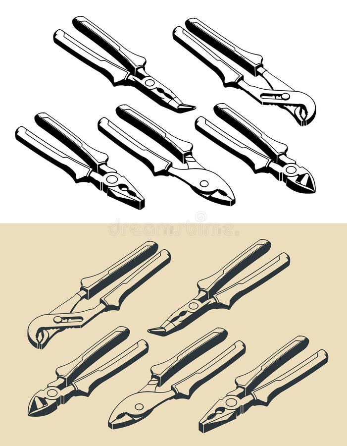 Pliers set illustrations stock vector. Illustration of workshop - 305102427