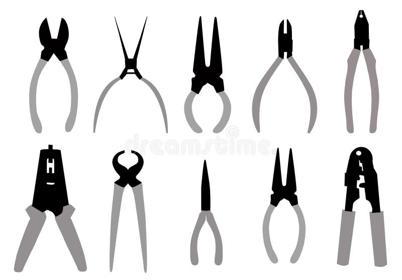 Pliers Tools Silhouette Set -vector Stock Vector - Illustration of ...