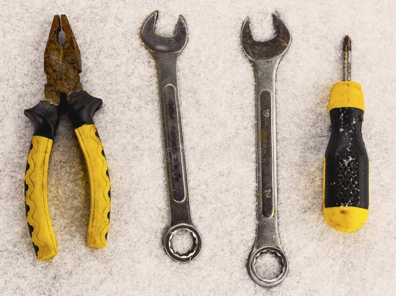 Tool in the snow stock photo. Image of tools, material - 113386578