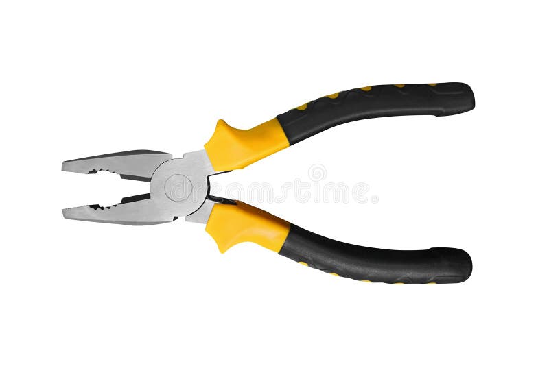 Pliers Yellow and Black Color on White Background. Pliers Isolated on ...