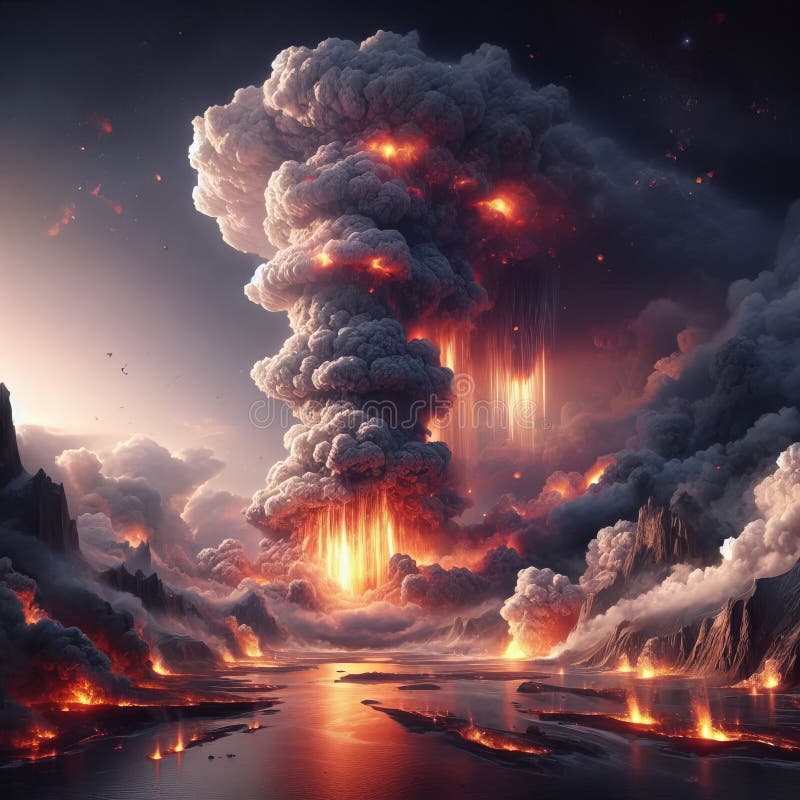 Plinian Eruption a Highly Explosive Volcanic Eruption Character Stock ...