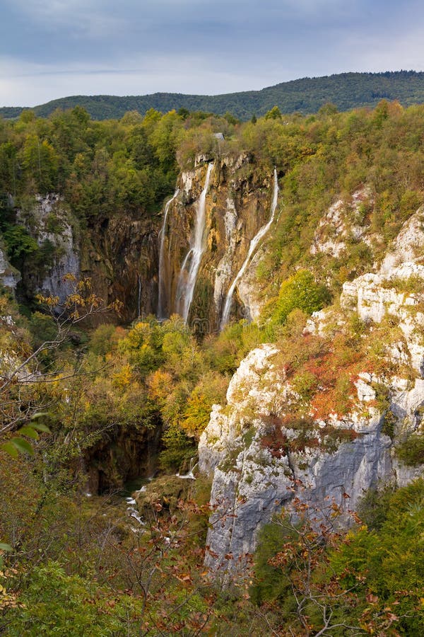 Plitvice autumn falls stock photo. Image of panorama - 29068294