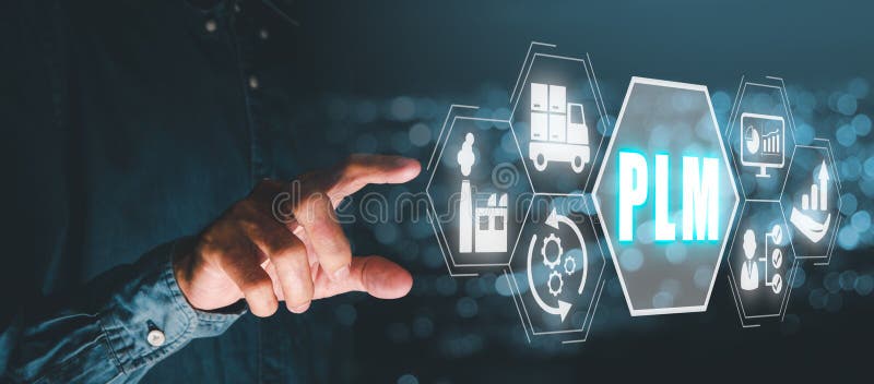 Business Person Hand Touching Product Lifecycle Management Icon on ...