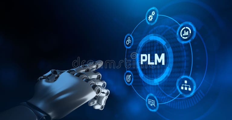 PLM Product Lifecycle Management System Technology Concept. Robotic Arm ...