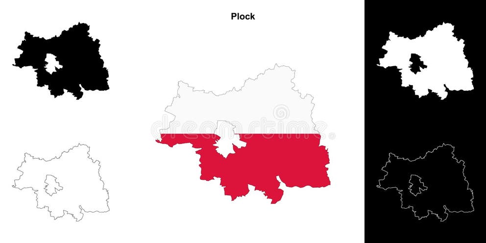Plock outline map stock vector. Illustration of silhouette - 356922437