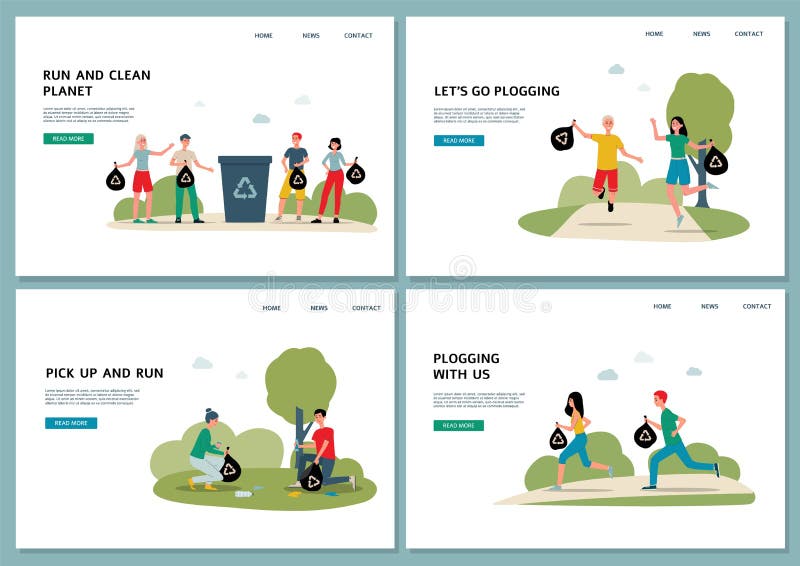 Plogging Challenge Poster Set - Hands Holding Garbage Bags, Running ...