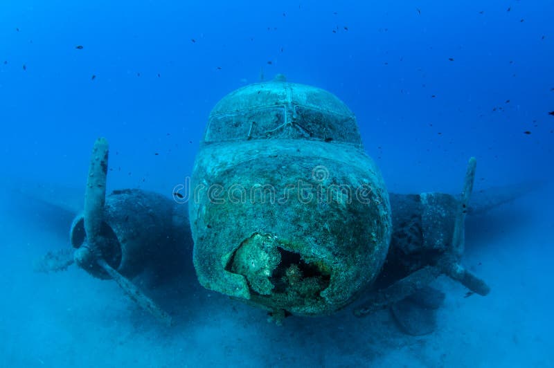 Plongée d'épave d'avion image stock. Image du plongée - 59809781