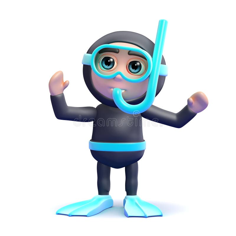 Plongeur En Apnée 3D Les Bras Levés Illustration Stock - Illustration ...