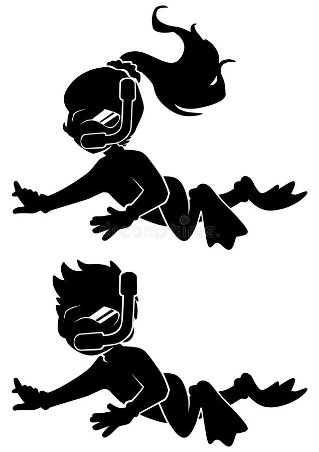 Plongeur Kids Silhouettes illustration de vecteur. Illustration du ...