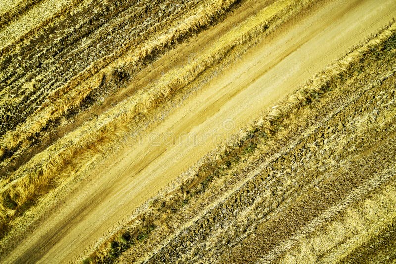 Plot of Dusty Country Road among Fields Close-up Top View Background ...
